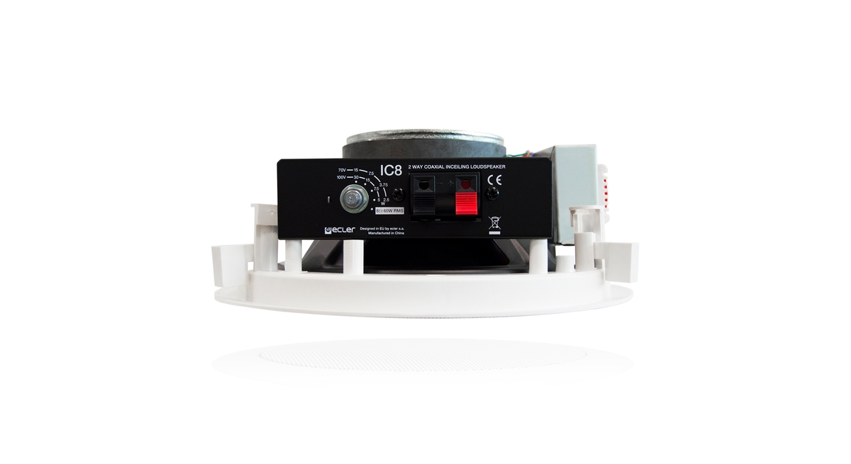 IC8: 8" | 2-way | 60 WRMS | rust-proof grill. In-Ceiling.