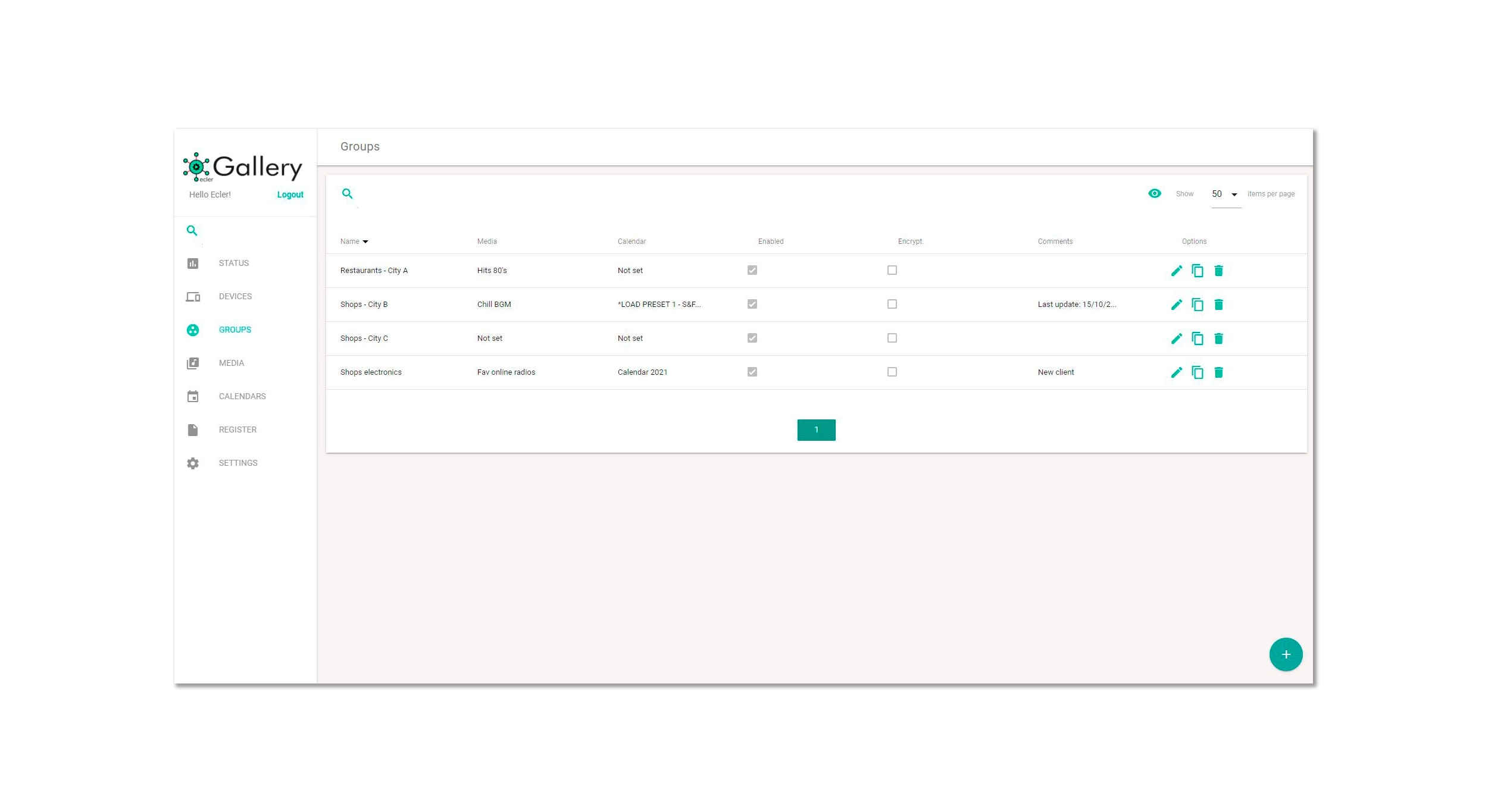 Ecler Gallery: Remote player management platform. Software.