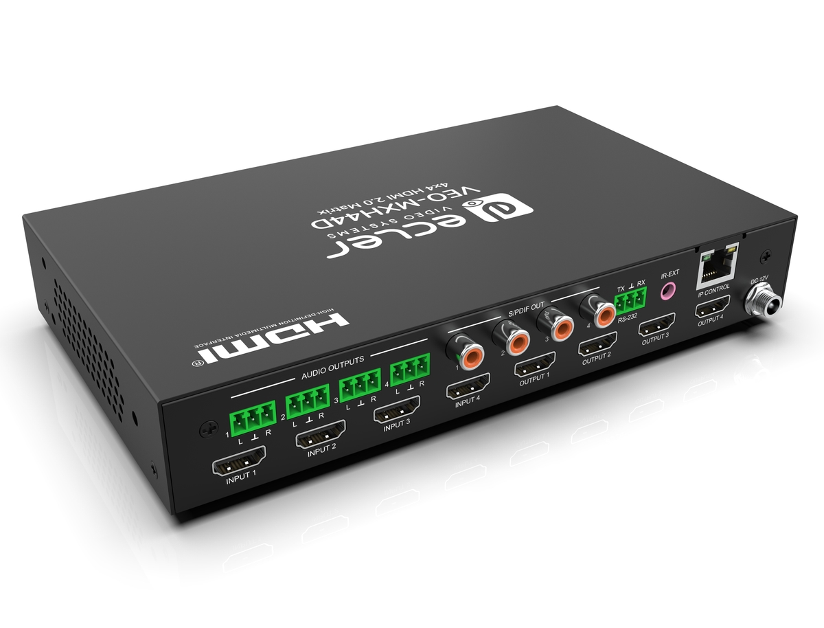 VEO-MXH44D: HDMI 2.0 4x4 18Gbps Matrix with Audio De-Embedders and ...